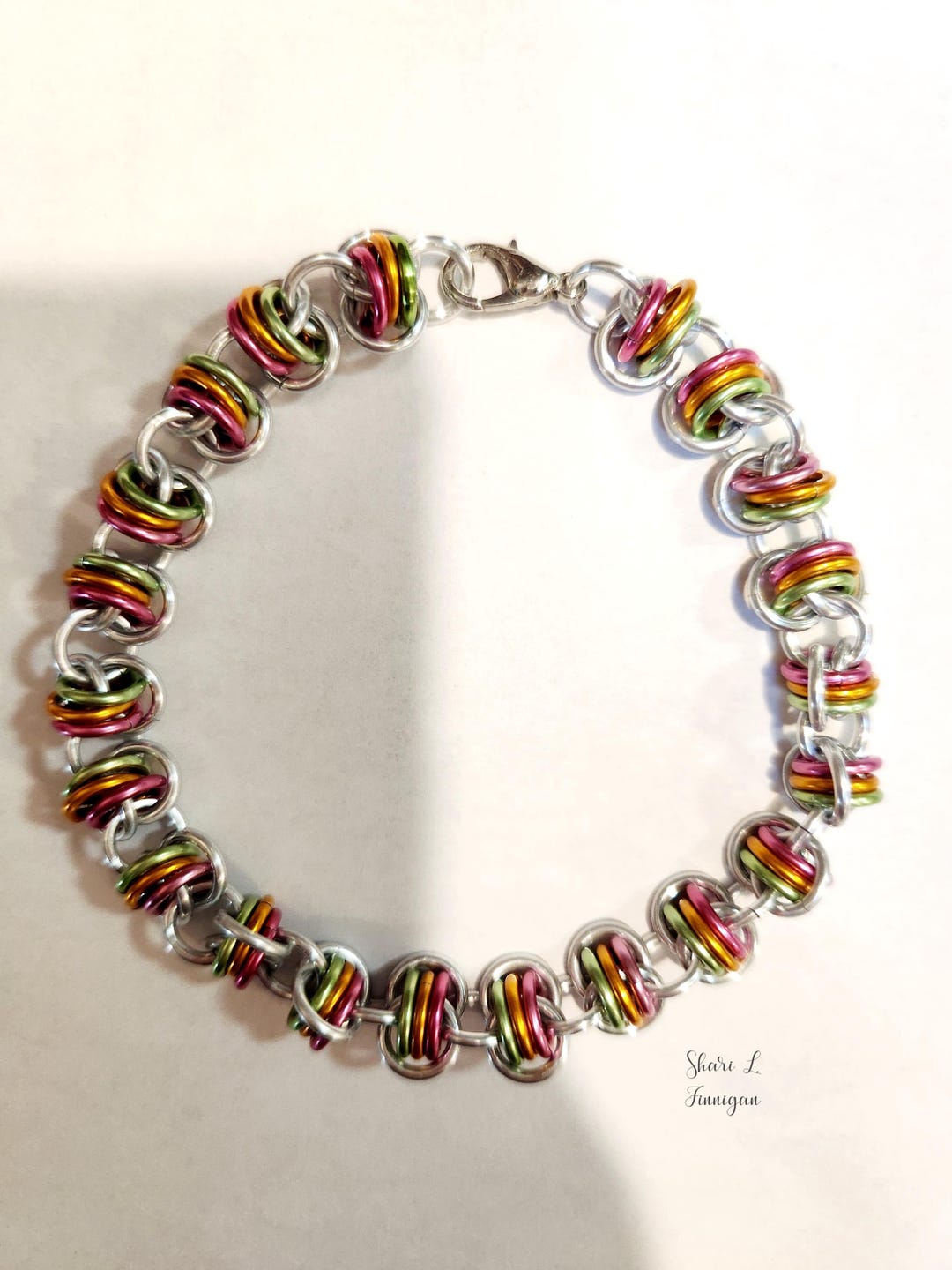 Bright Lime and Pink Chainmail Woven Bracelet, Easter, Spring - Etsy