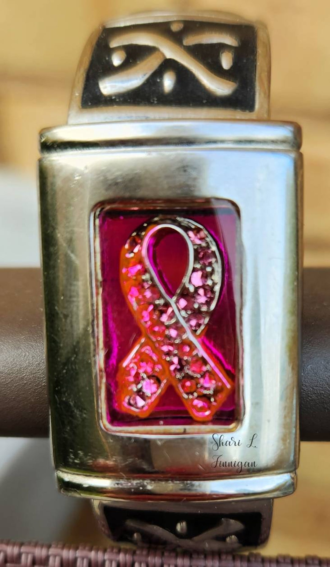 Breast Cancer Awareness Cuff Repurposed Bracelet - Etsy