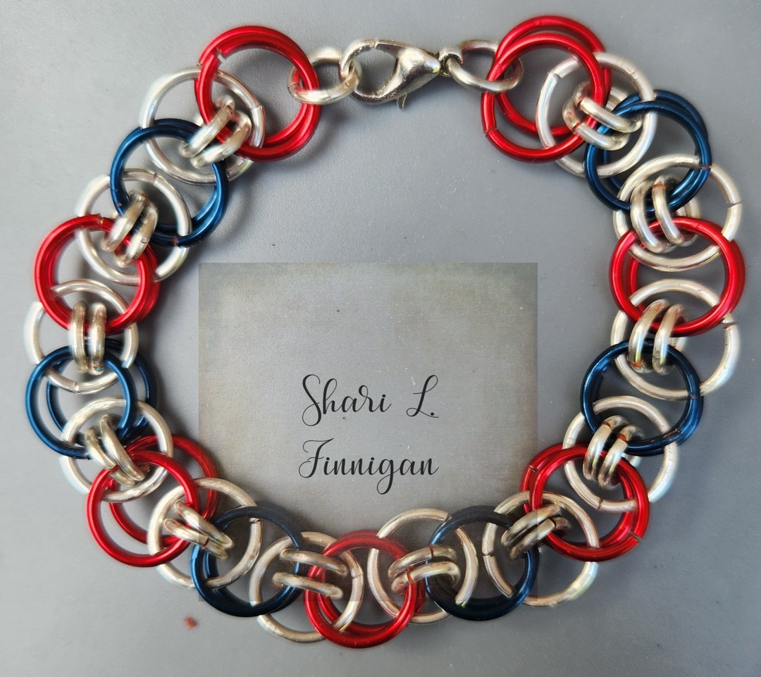 Election, Patriotic, Red and Blue Handwoven Chainmail Bracelet - Etsy