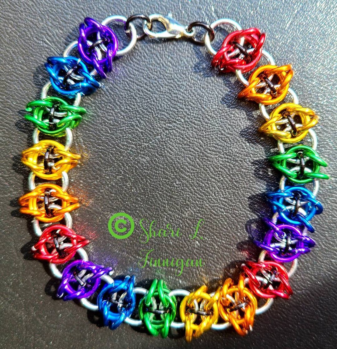 Rainbow, Pride, Chainmail Weave Bracelet, LGBT+, Pride Month - Etsy