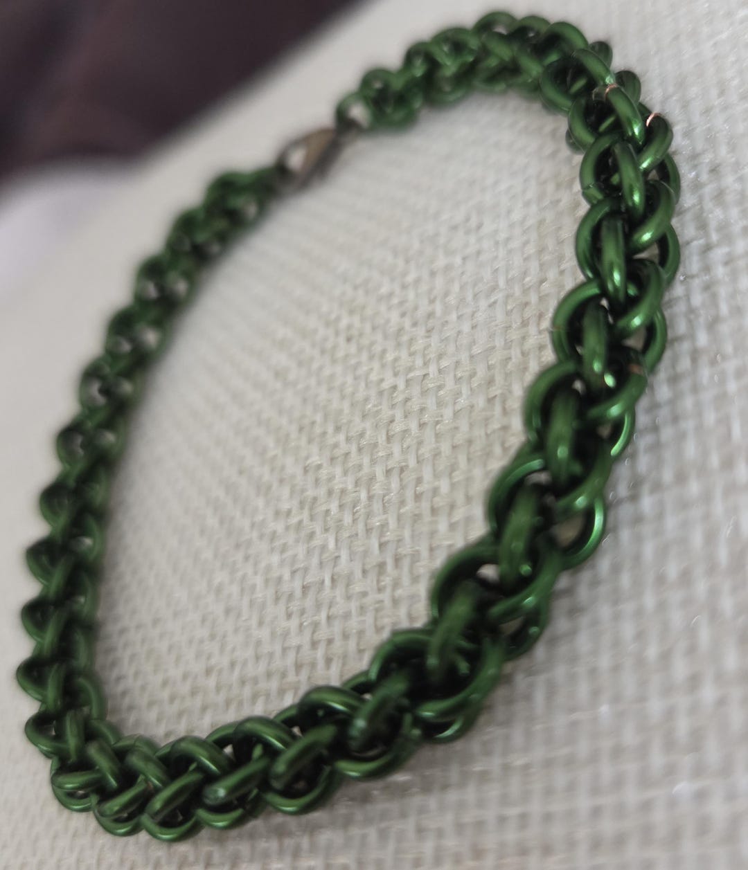Dark Green Handwoven Chainmail Bracelet - Etsy