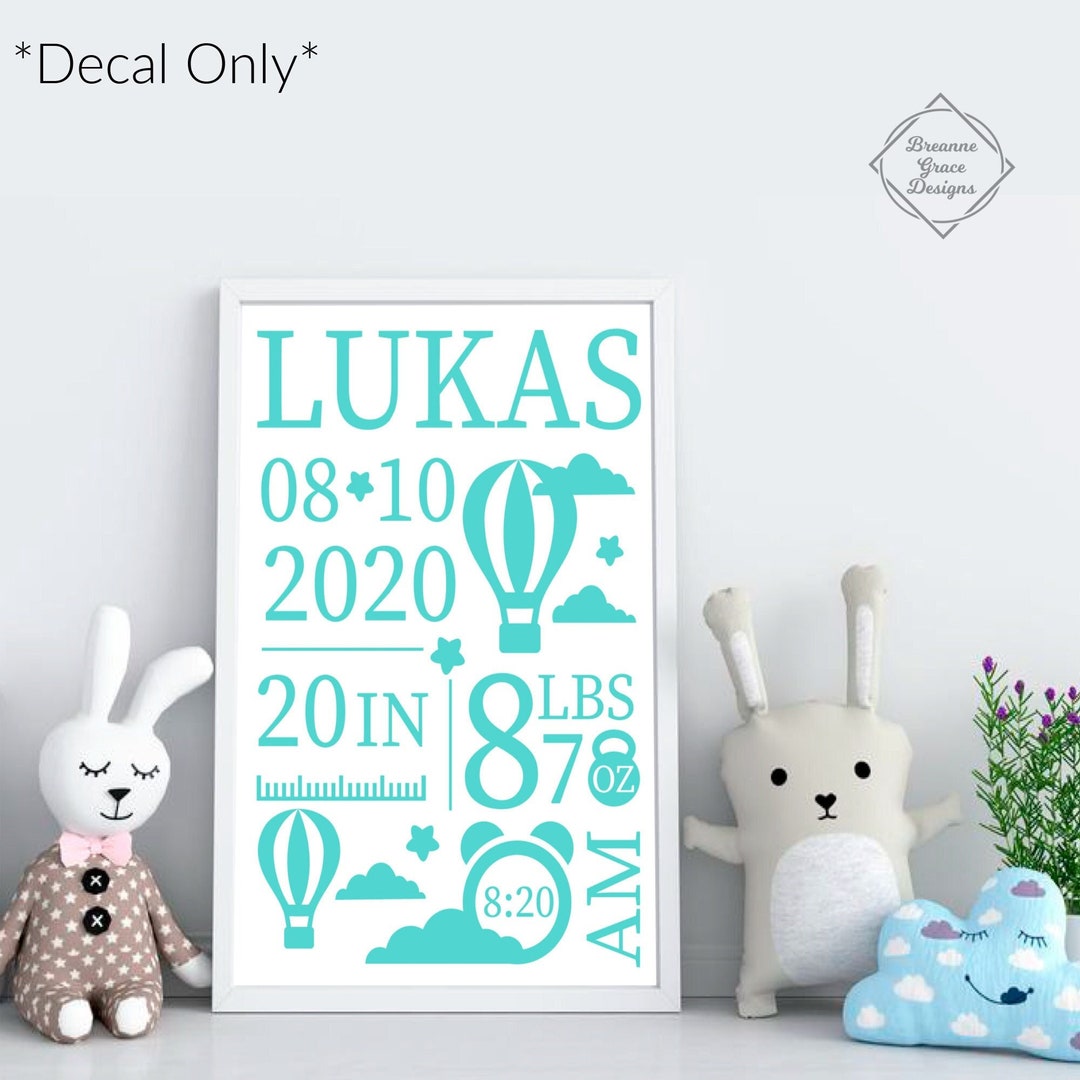 Personalized Birth Announcement Decal Baby Birth Stat Decal Nursery ...