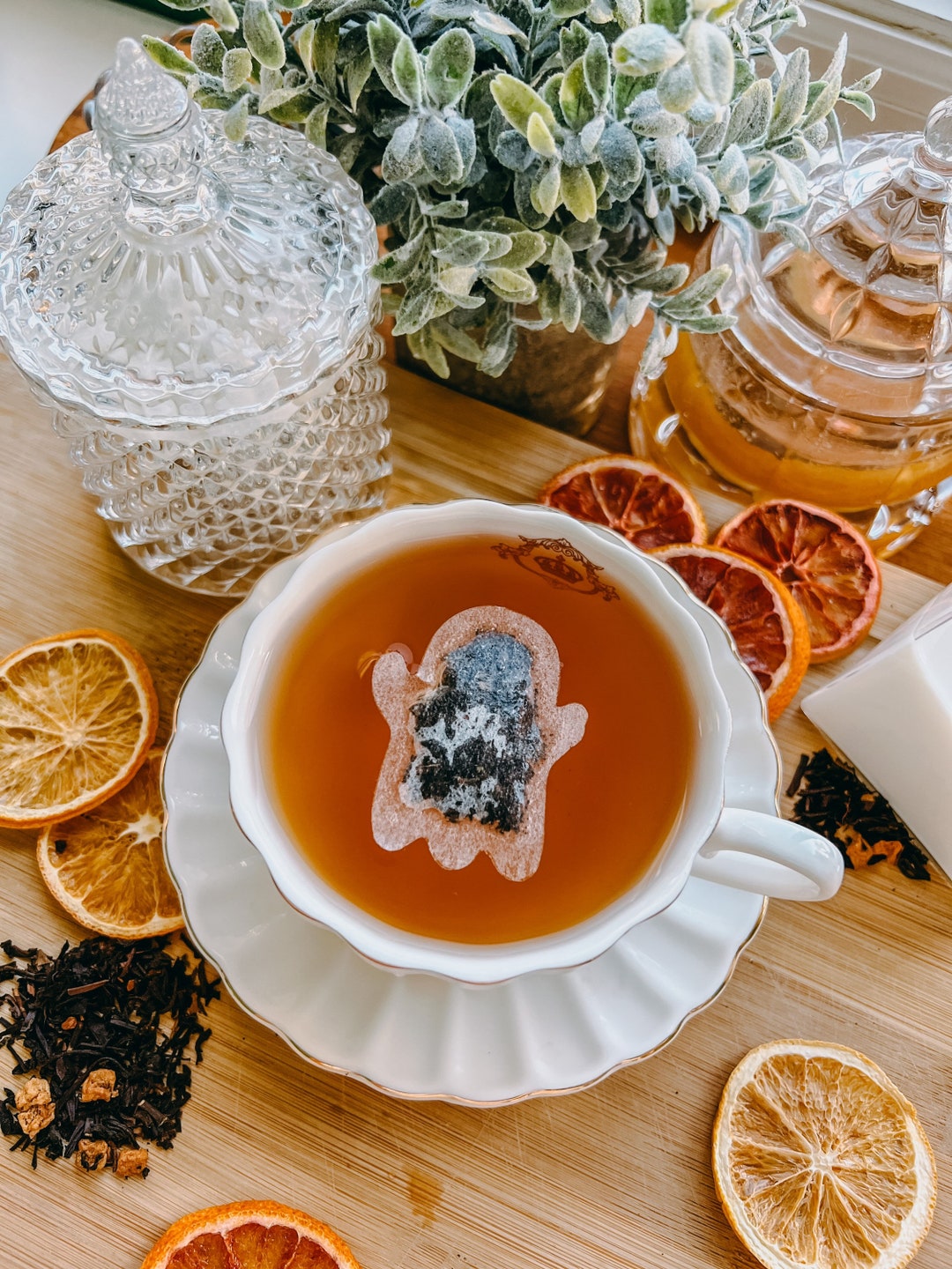 Cute Friendly Ghost Tea | FREE Shipping | 1 Mini Wooden Honeycomb Stick ...