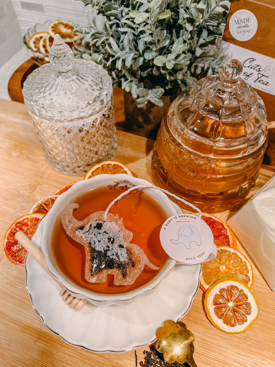 Baby Shower Elephant BULK Tea Bag W/honeycomb Stick | FREE Shipping ...