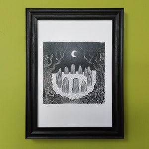 Henge Moon Circle A4 Print by Matt Willis ~ the Folklore Box ...