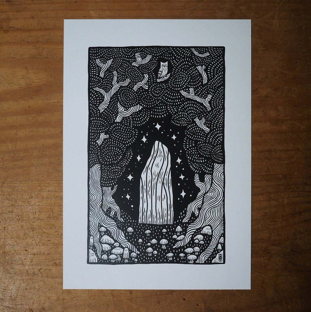 Forest Stone Print, Standing Stone Circle Art (A5) - Etsy