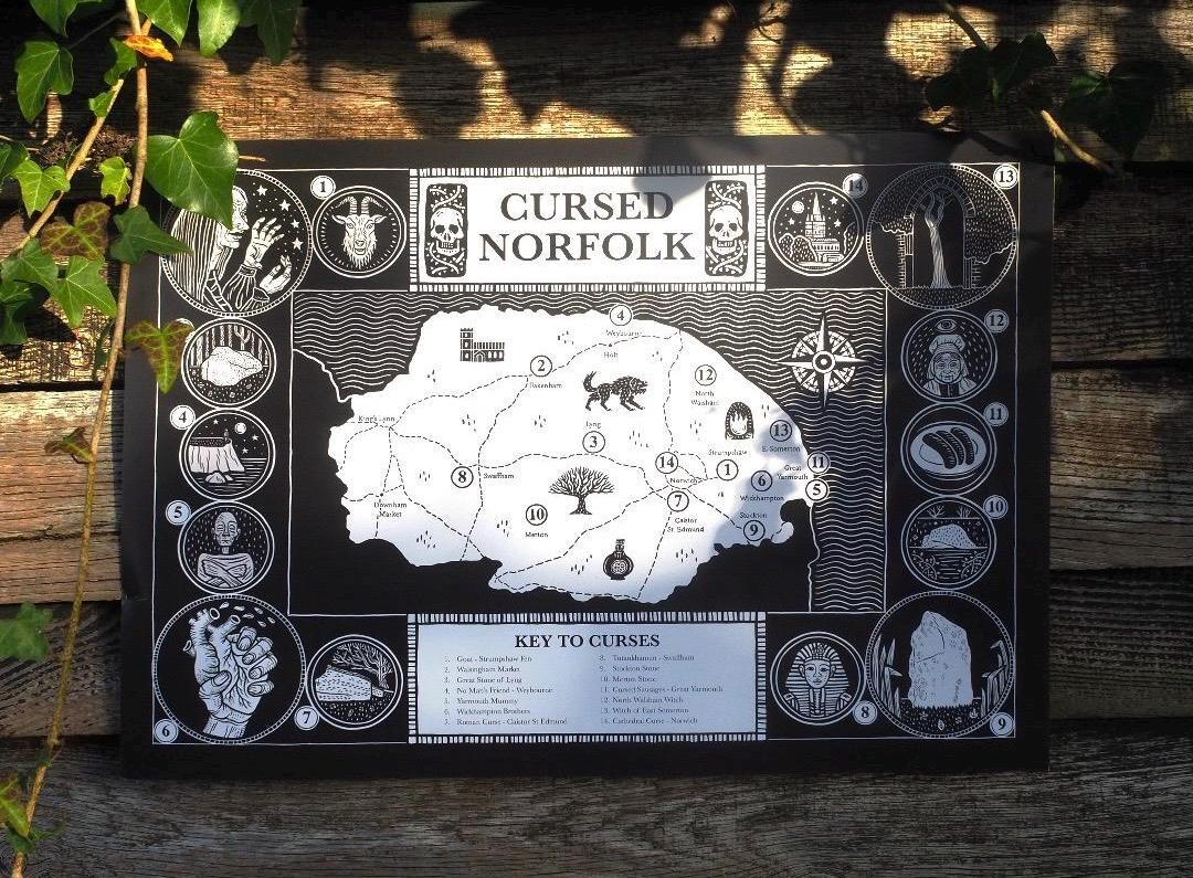 Cursed Map of Norfolk A3 - Matt Willis - the Folklore Box ~ the Folk ...
