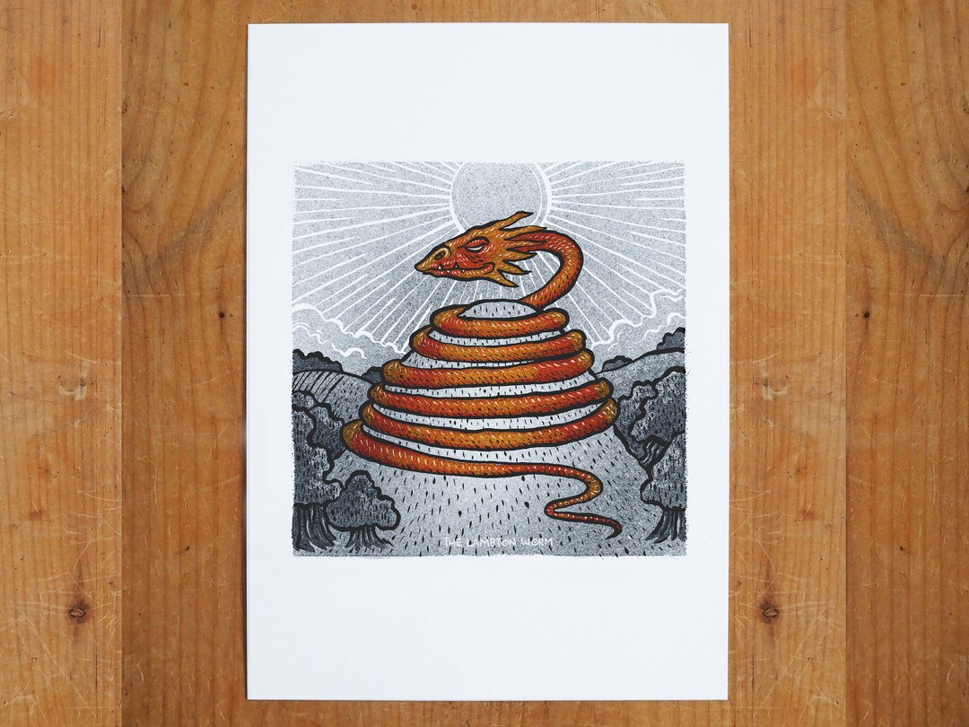 Lambton Worm A4 Print by Matt Willis - County Durham ~ Legend ~ Dragon ...
