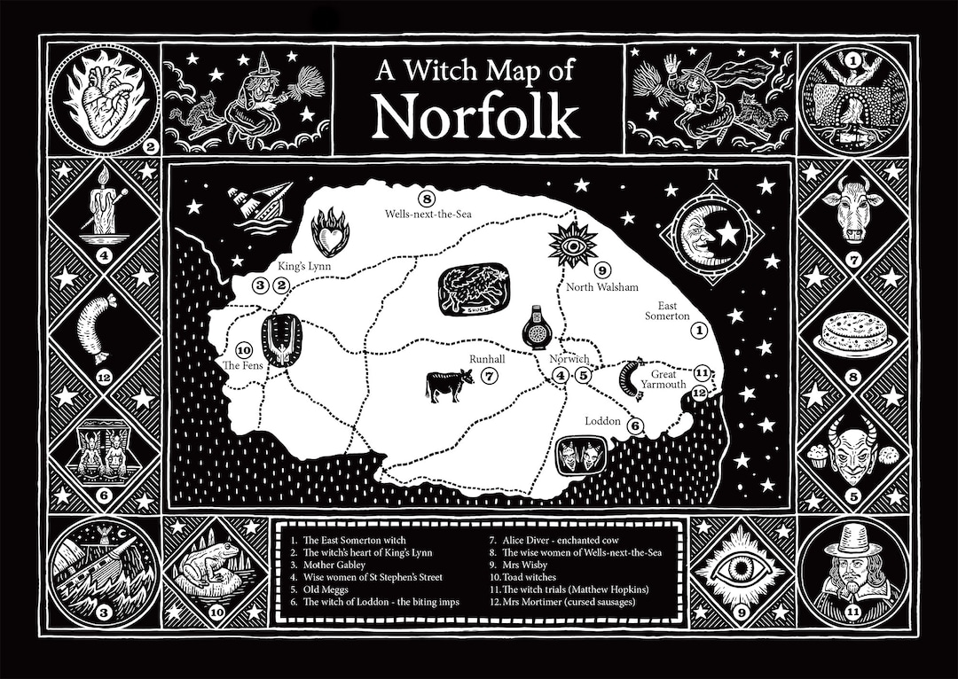 Witch Map of Norfolk Matt Willis the Folklore Box the Folk Lore Box ...