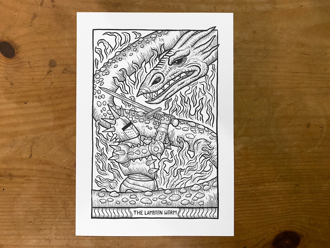 The Lambton Worm A4 Print by Matt Willis - Dragons ~ the Folklore Box ...