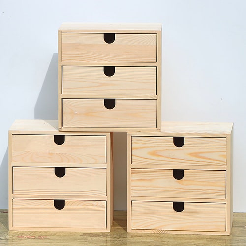 Wooden Desk Organizer With Drawer Desktop Storage Box With - Etsy