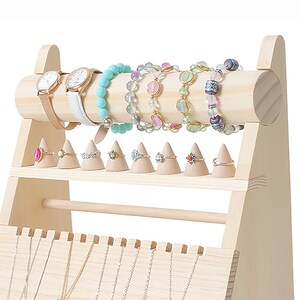 Wood Jewelry Display Rack Multiple Necklace Showcase Display Holder ...