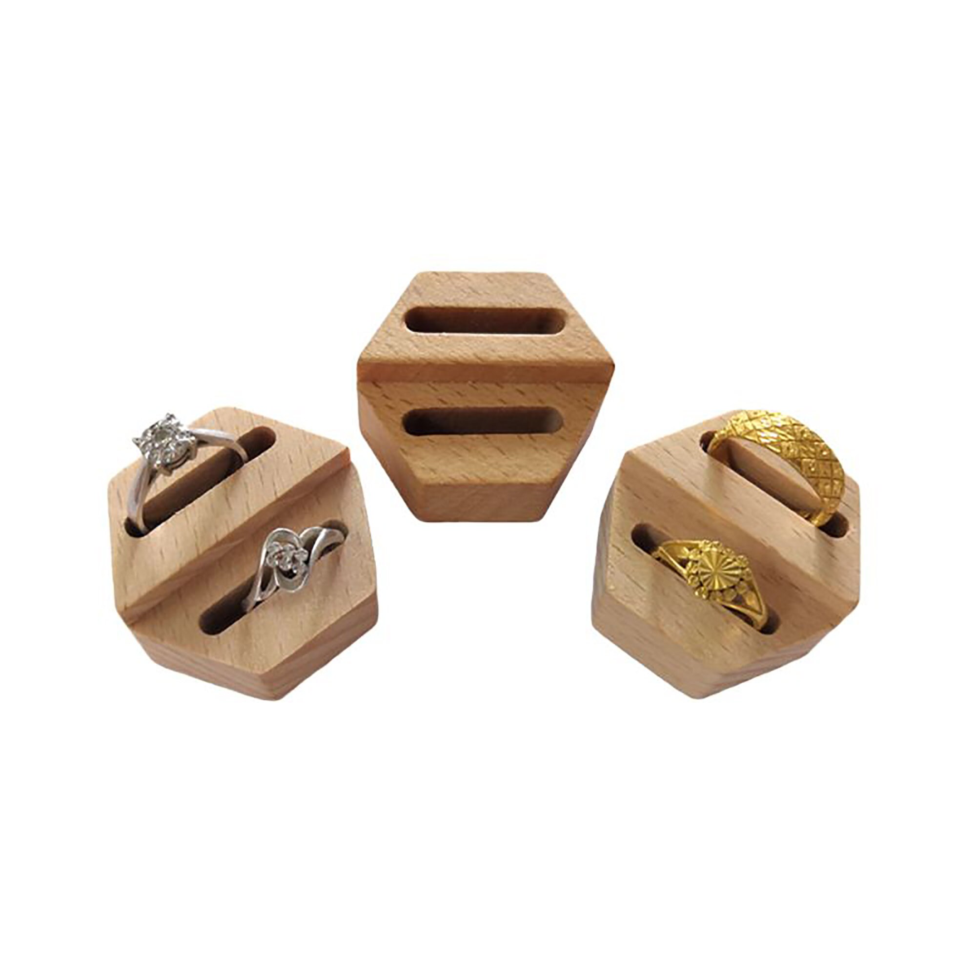 Hand Made Wooden Hexagon Ring Display Stand Couples Rings - Etsy