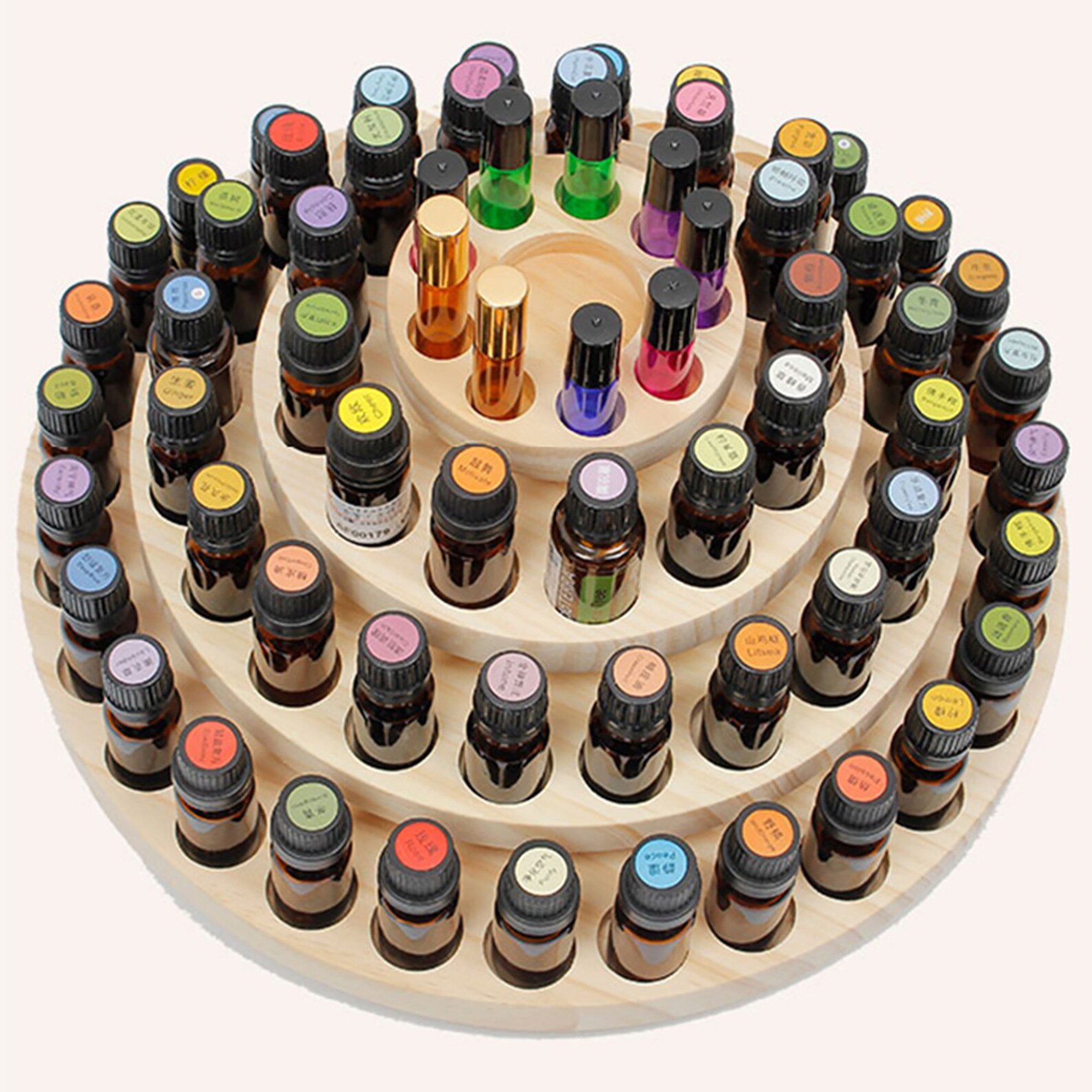 63 Slots Wood Essential Oil Display / Three Layers Aromatherapy ...