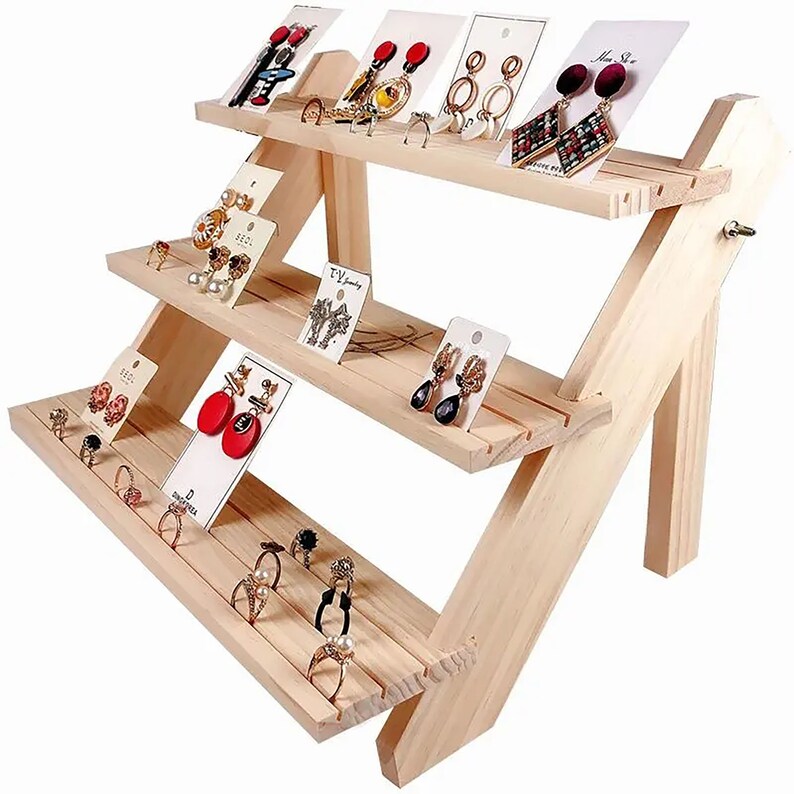 Wood Jewelry Display Stand Multiple Necklace Showcase Display - Etsy