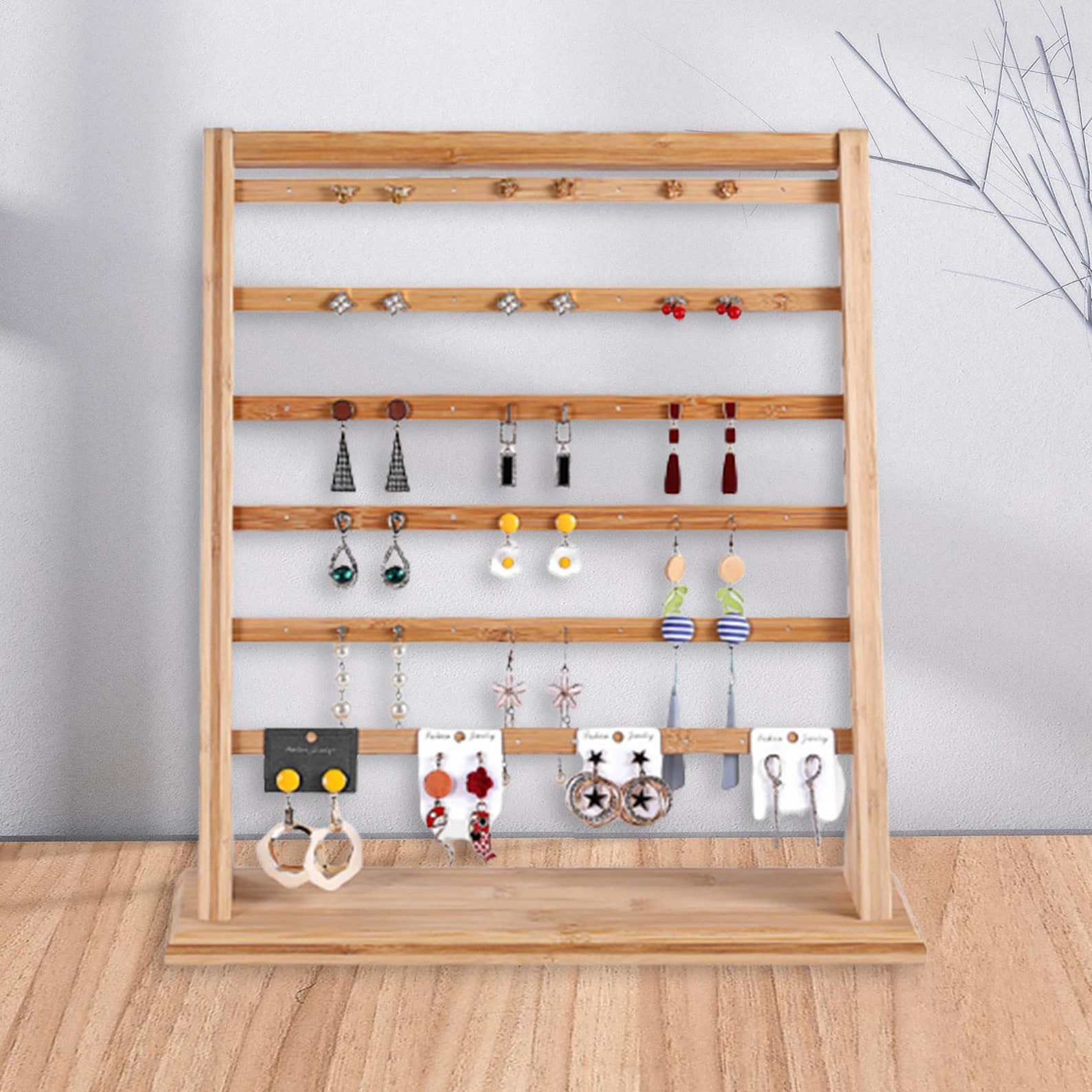New Wooden Earrings Display Rack 60 Holes Bracket for Ha - Etsy