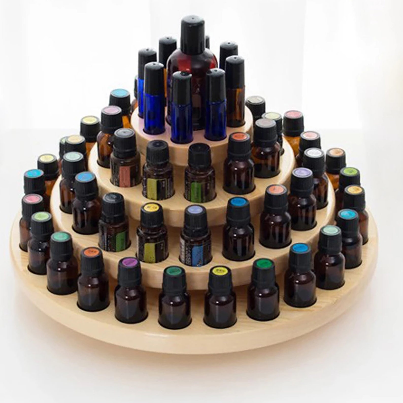 63 Slots Wood Essential Oil Display / Three Layers Aromatherapy ...