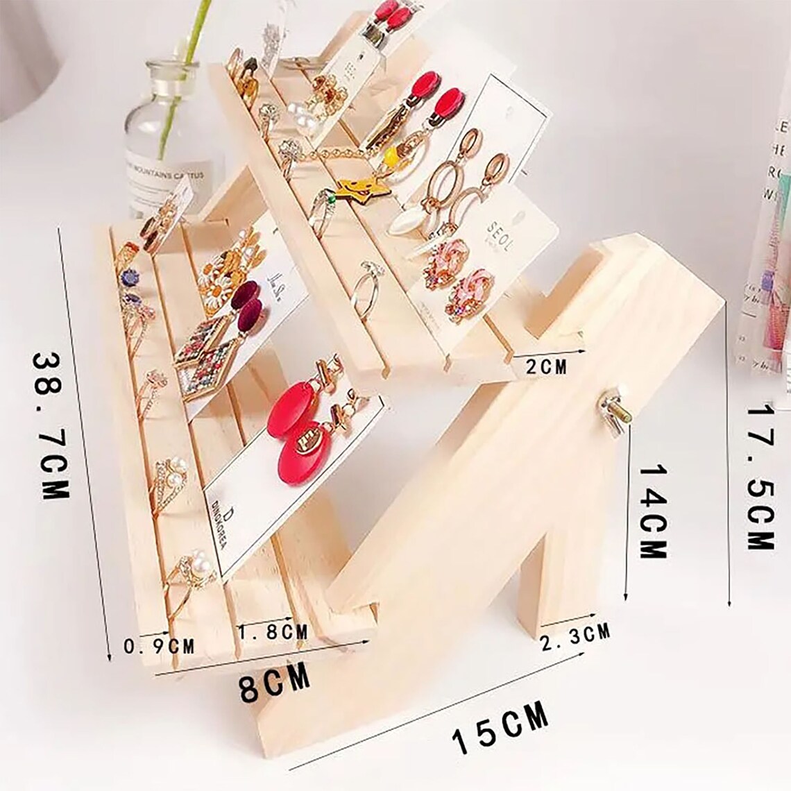 Wood Jewelry Display Stand Multiple Necklace Showcase Display - Etsy