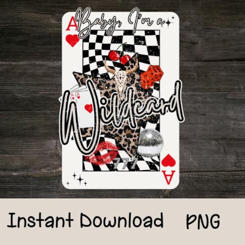 Wildcard PNG | Vegas Cowboy Graphic | Western Playing Card PNG | Modern ...