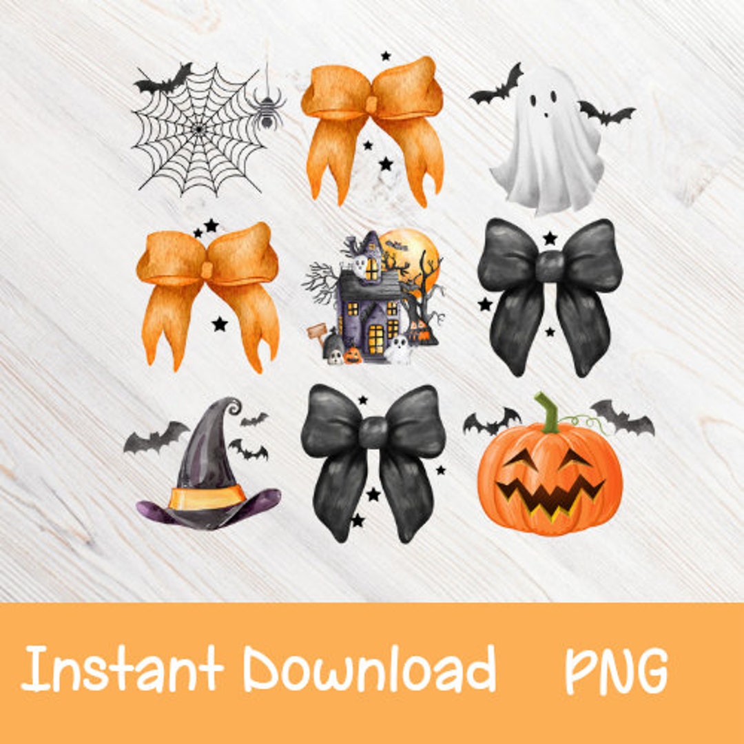 Cute Halloween Coquette Style Digital Instant Download PNG Spooky Ghost ...