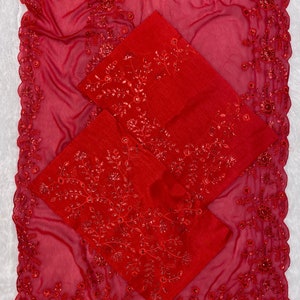 Manish Malhotra Inspired Red Color Embroidery & Cut Work Georgette ...