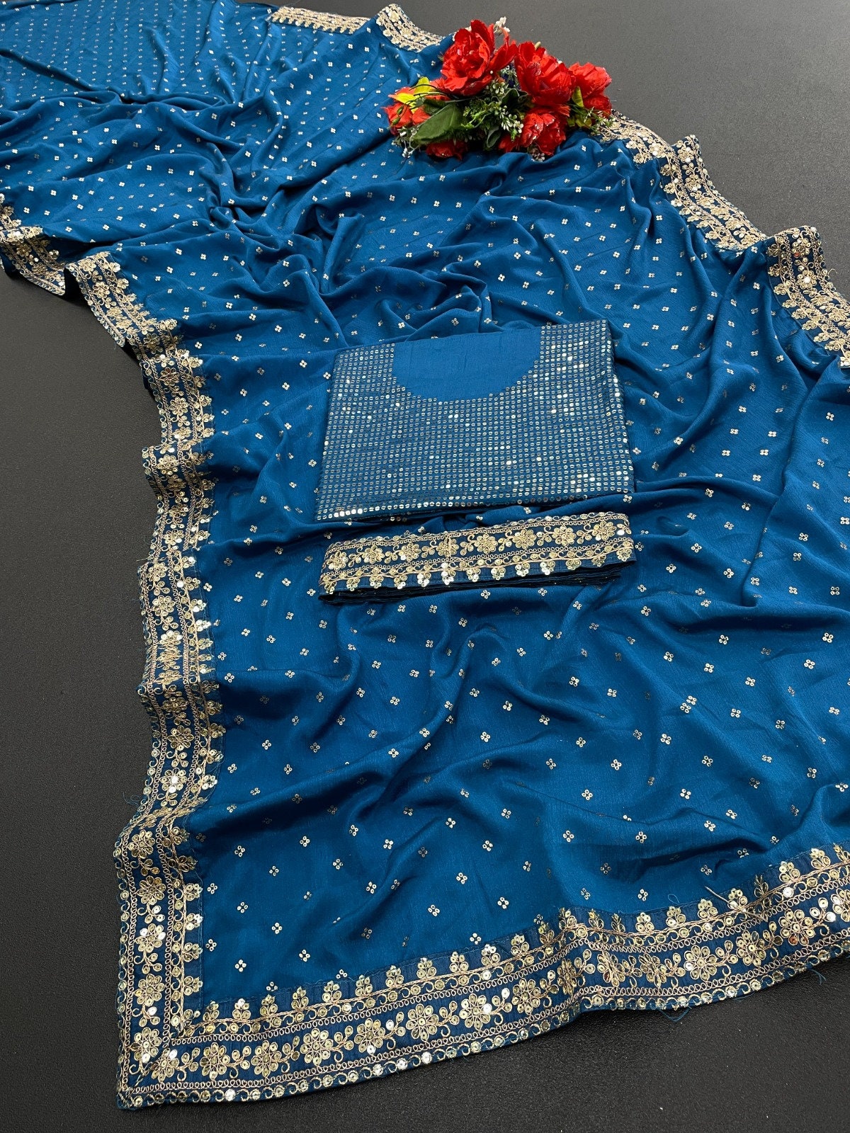 Sabyasachi Blue Color Designer Saree for Women Saree With - Etsy