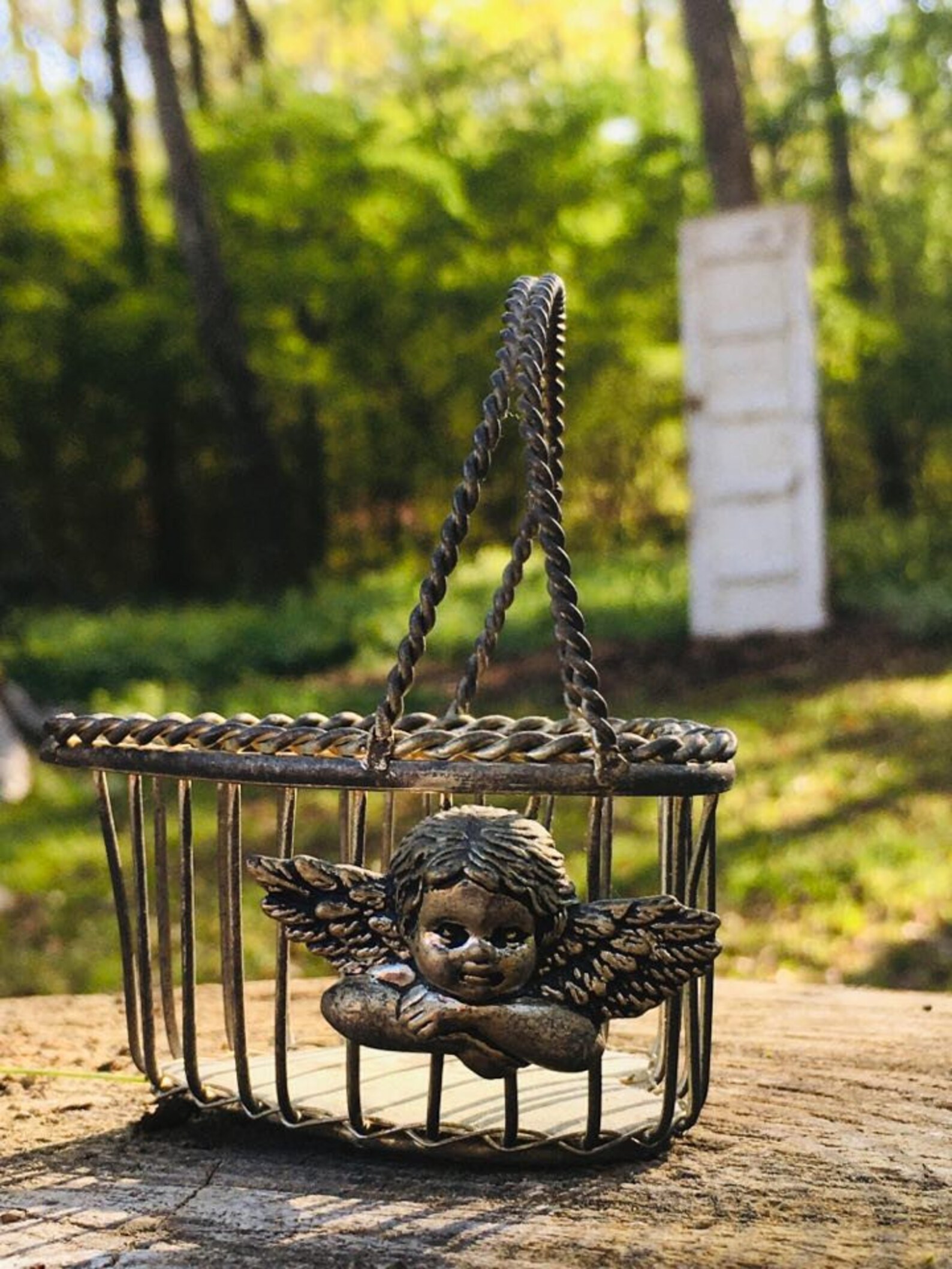 Heart-shaped angel trinket basket | Etsy