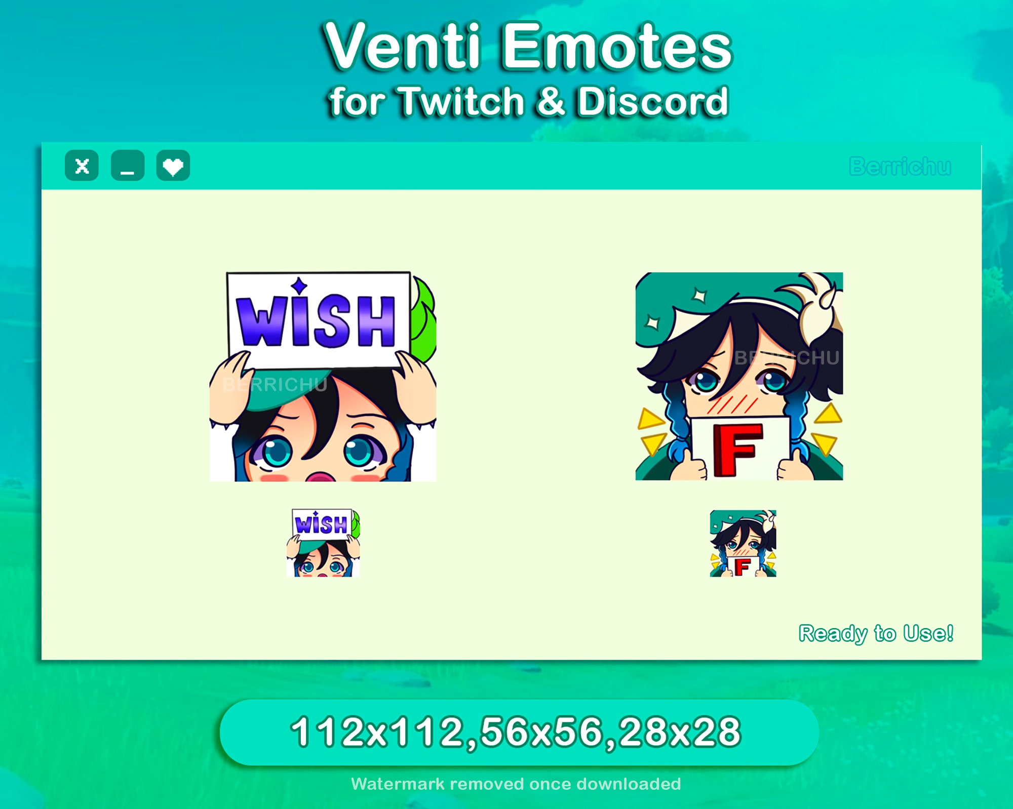 Venti Genshin Impact Emotes for Wishing Stream Twitch & Discord - Etsy ...