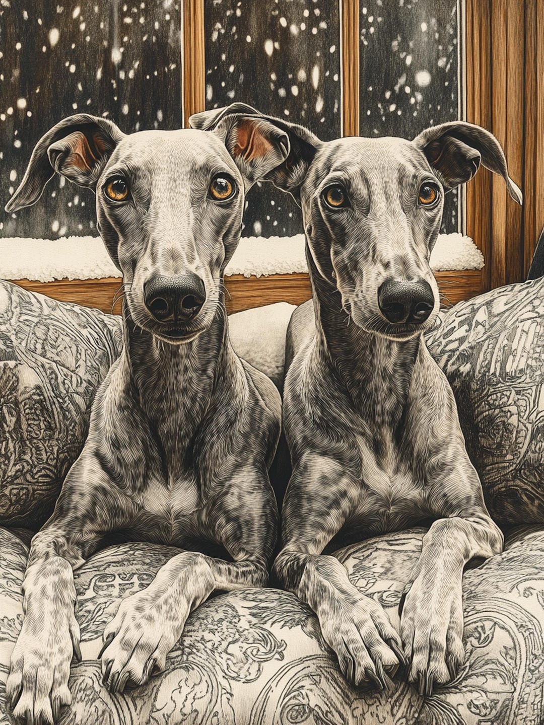 Elegant Whippet Portrait Art Print: Greyhound Dog Decor (digital ...