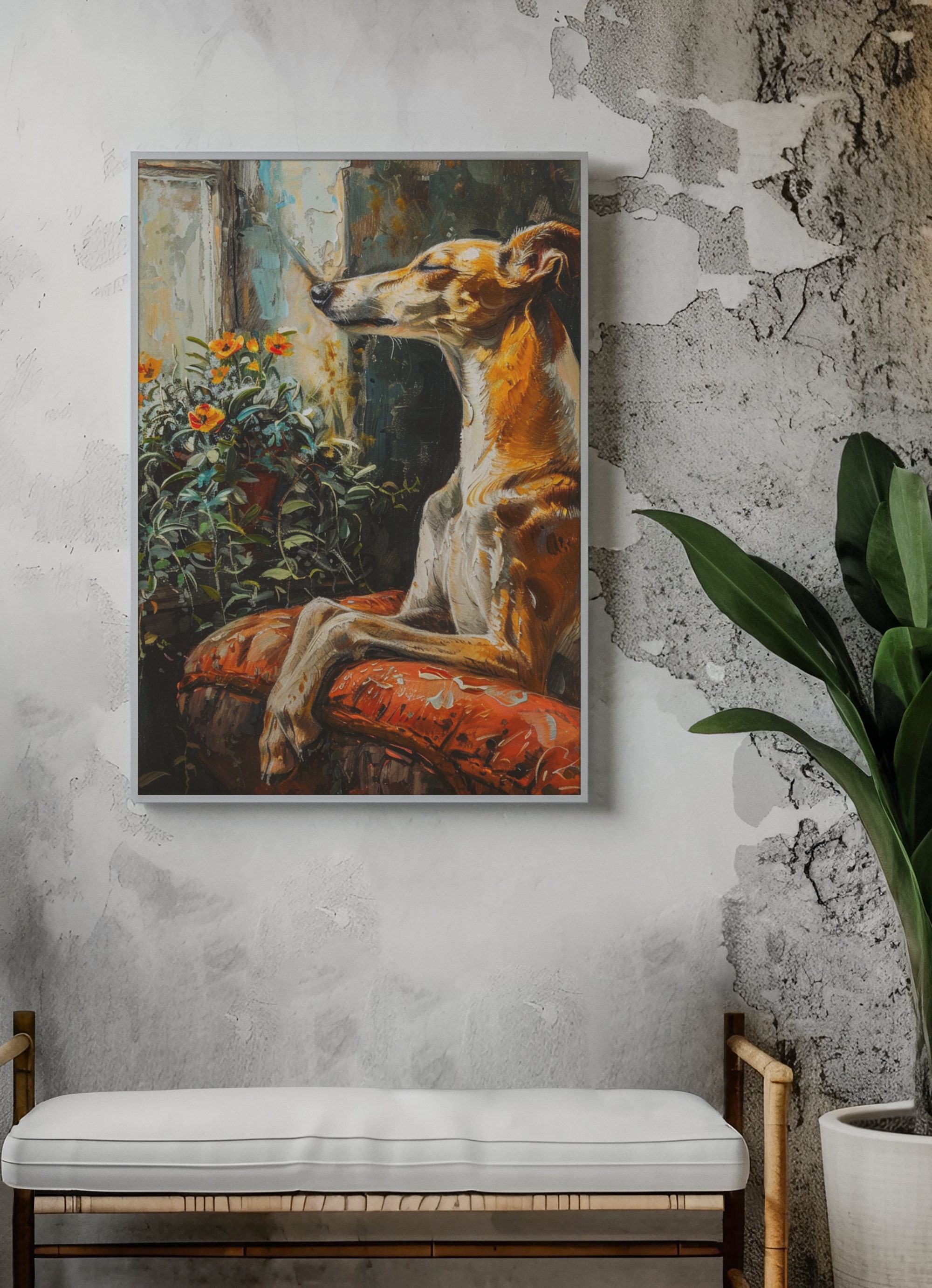 Whippet Basking in the Sun Chagall Style Digital Dog Art Whippet Home ...