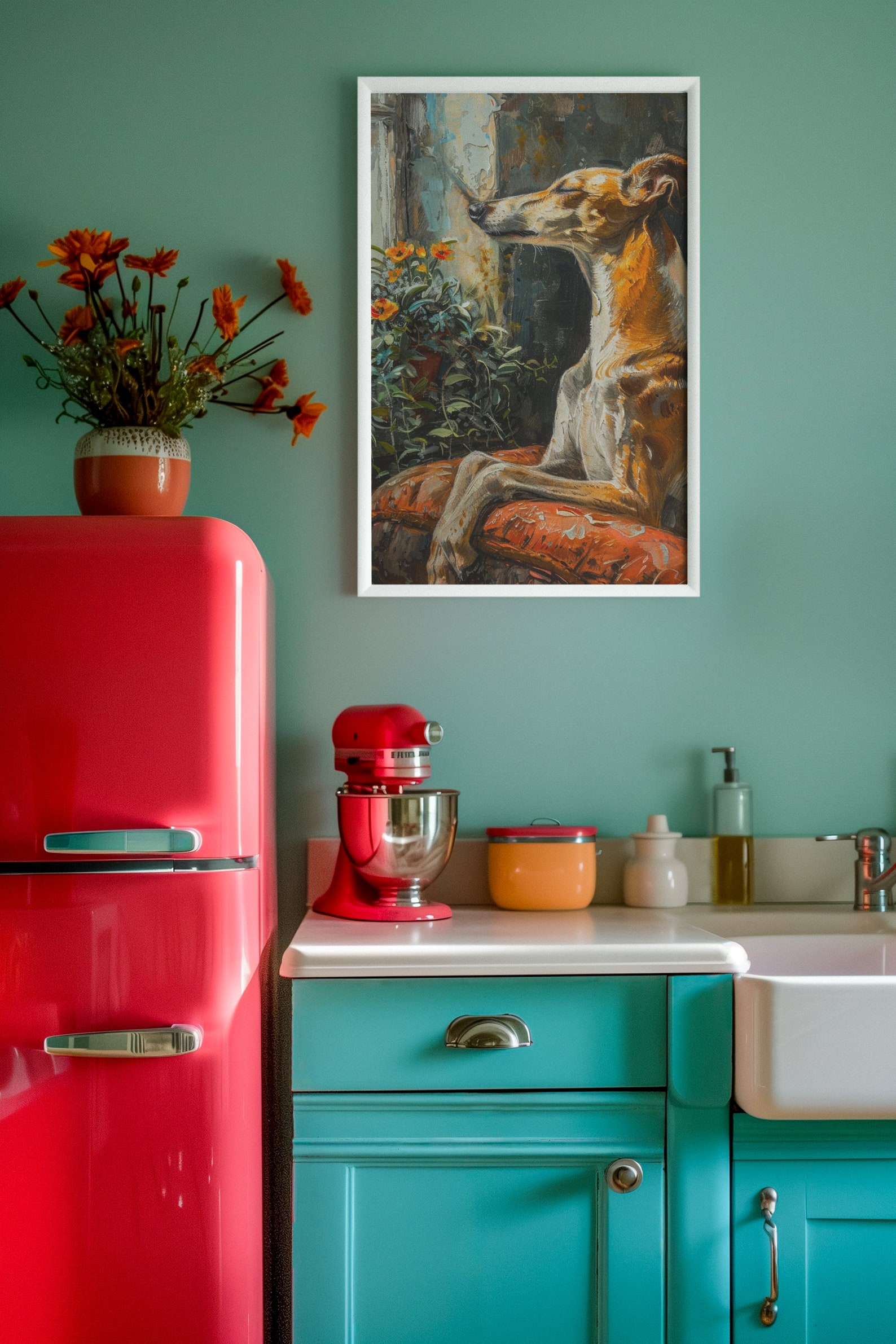 Whippet Basking in the Sun Chagall Style Digital Dog Art Whippet Home ...