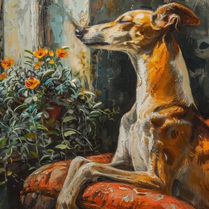 Whippet Basking in the Sun Chagall Style Digital Dog Art Whippet Home ...