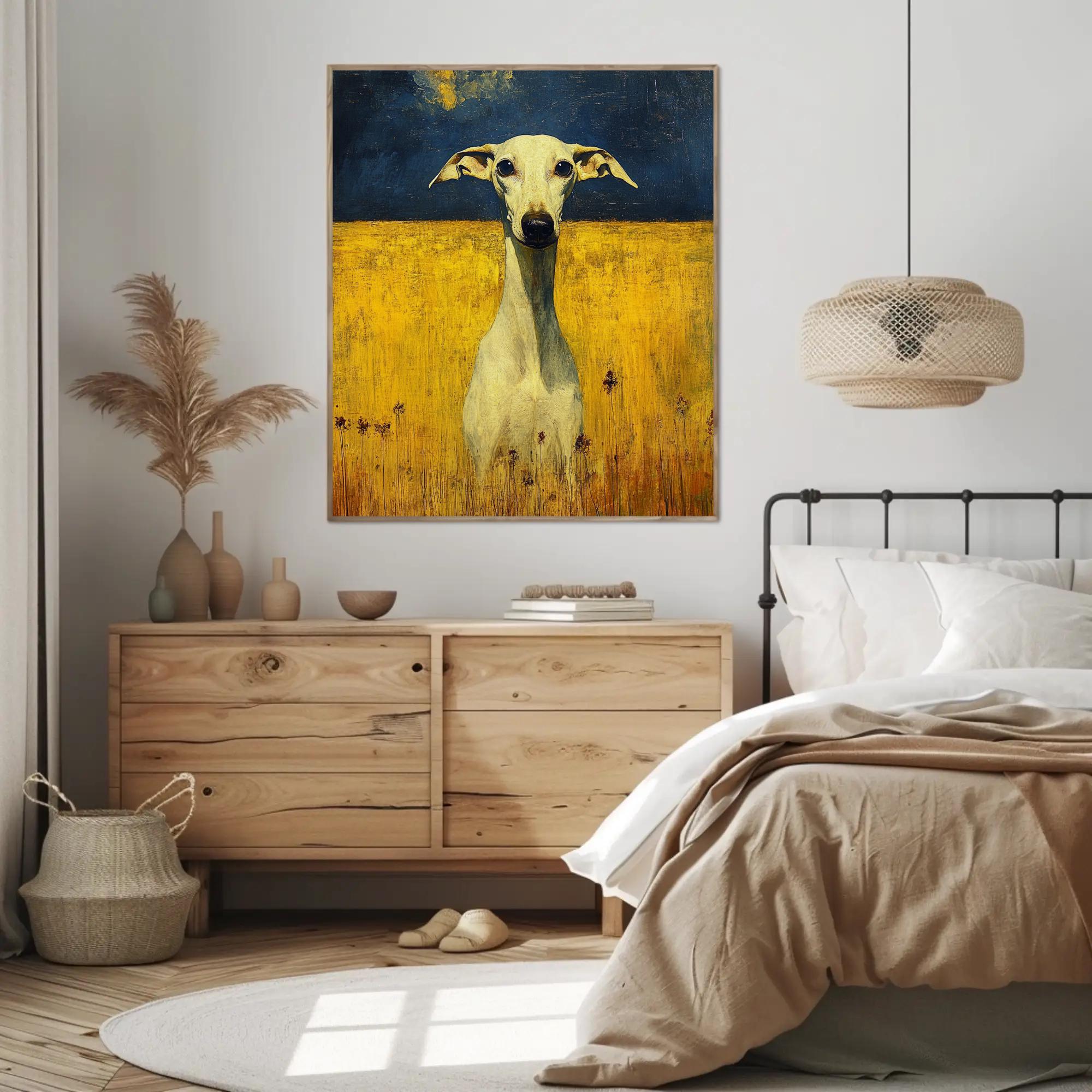 Sweet Whippet Dog Digital Art - Abstract Golden Whippet Wall Art ...