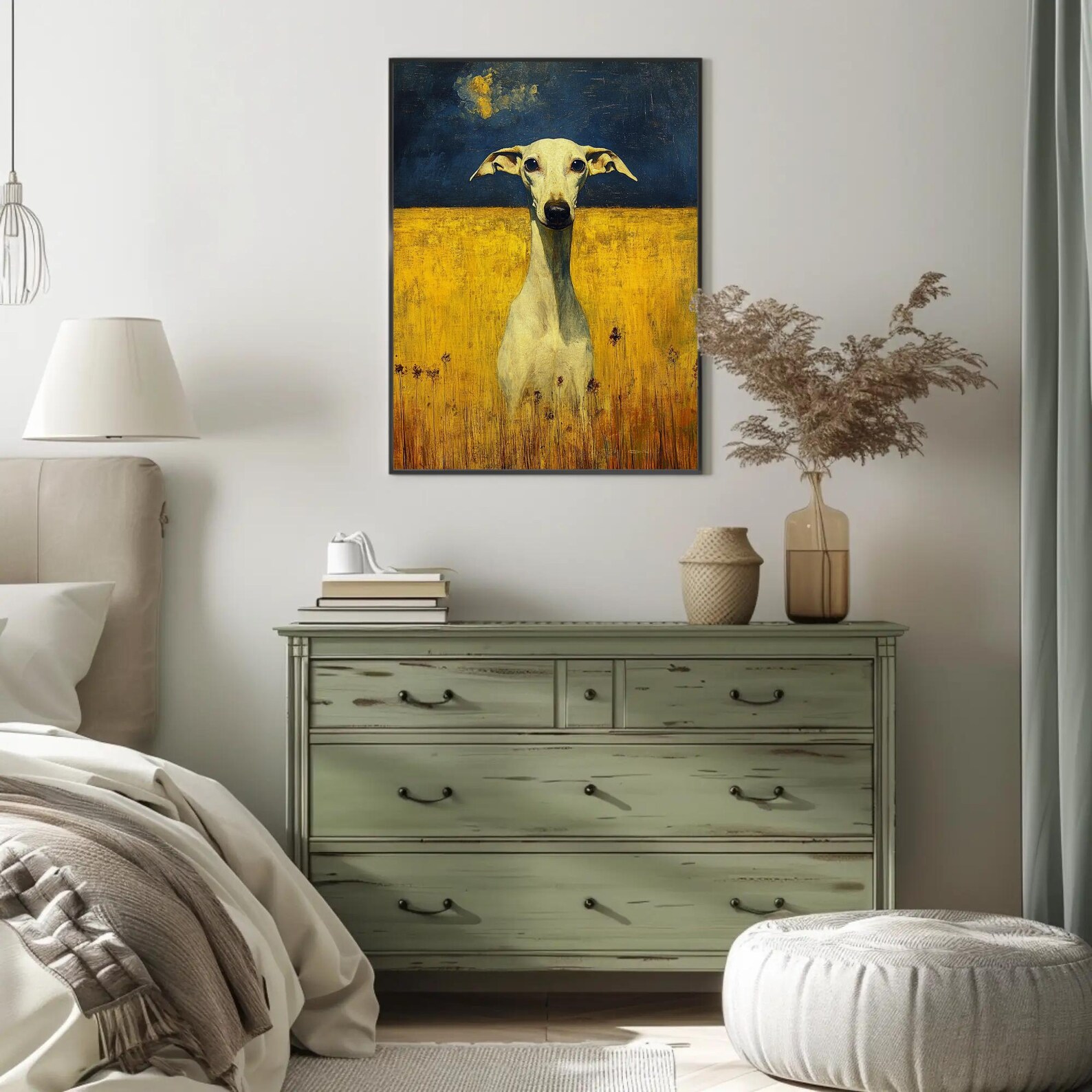 Sweet Whippet Dog Digital Art - Abstract Golden Whippet Wall Art ...