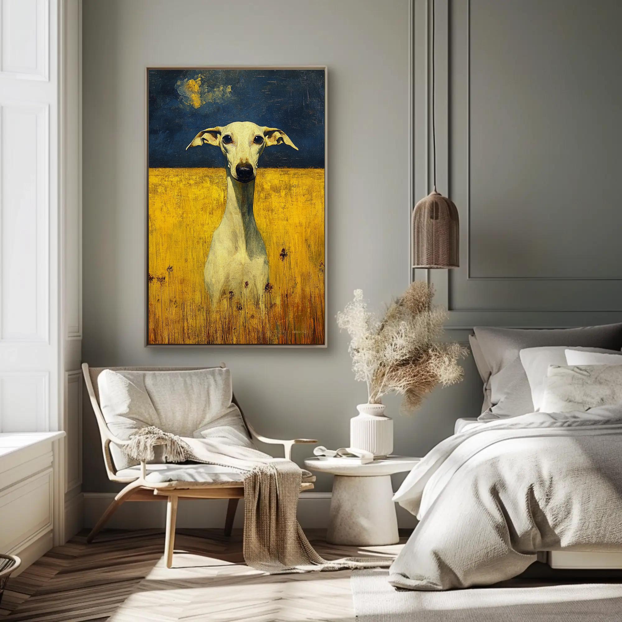 Sweet Whippet Dog Digital Art - Abstract Golden Whippet Wall Art ...