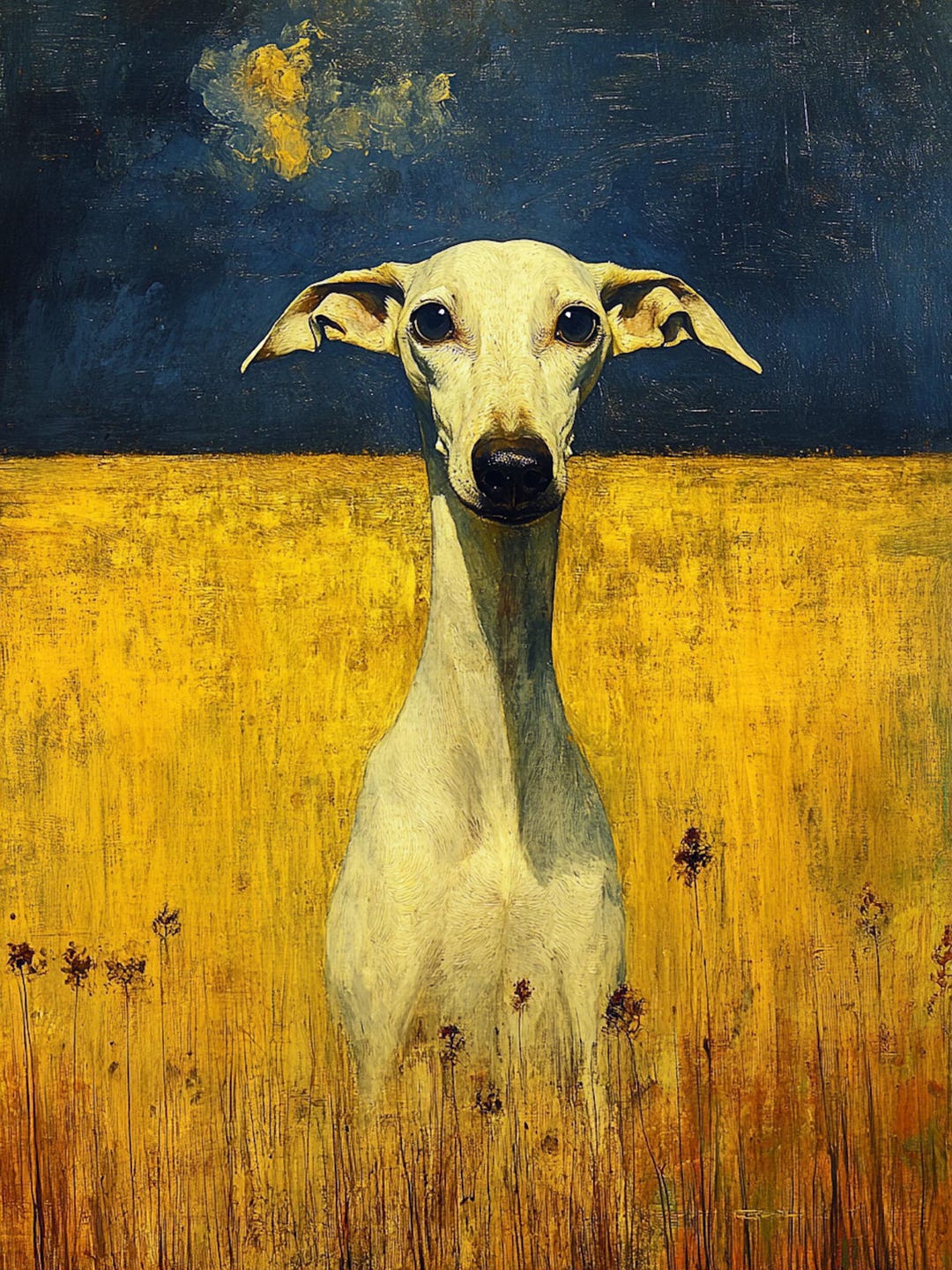 Sweet Whippet Dog Digital Art - Abstract Golden Whippet Wall Art ...