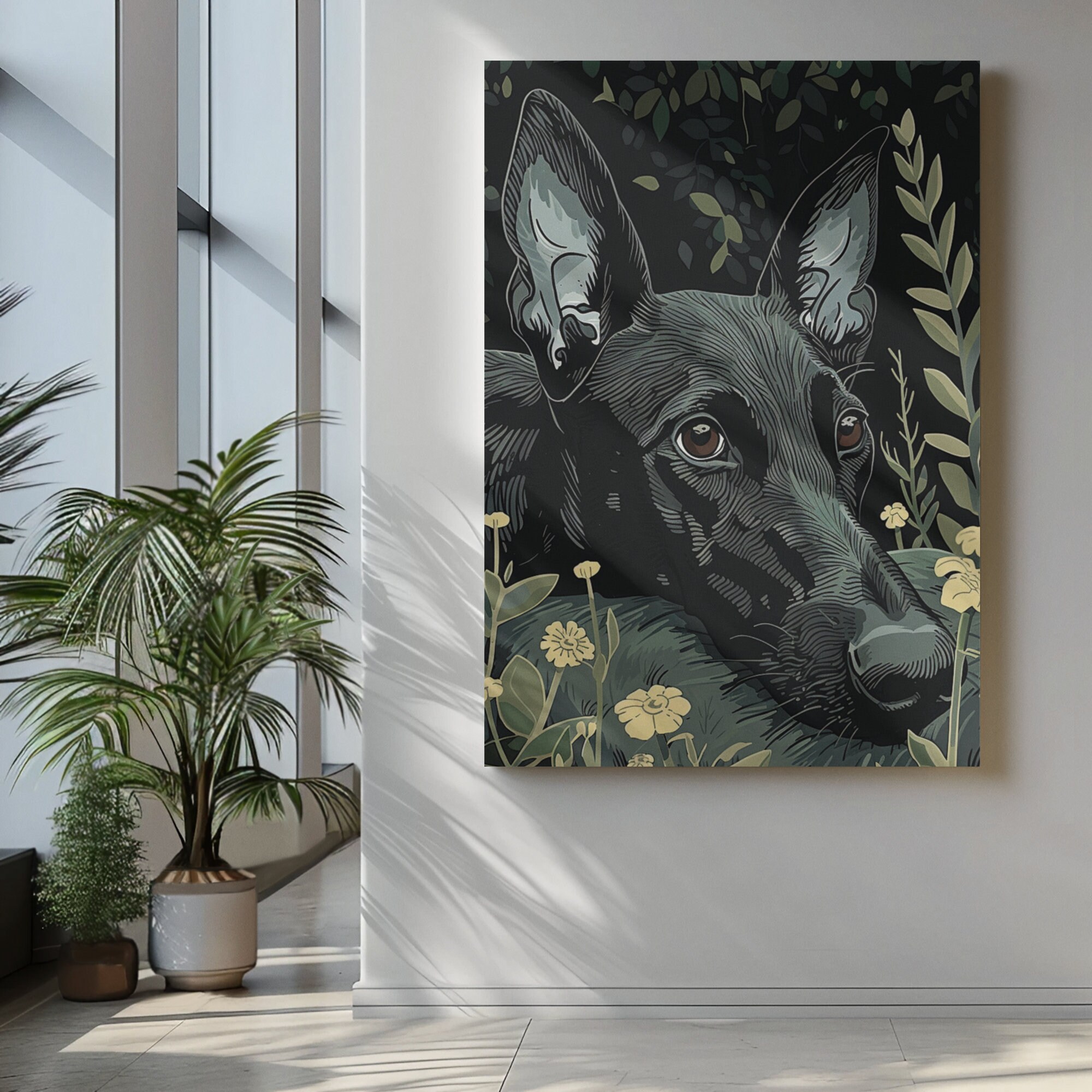 Dark Hound Digital Art Print Elegant Hound Dog Digital Download ...