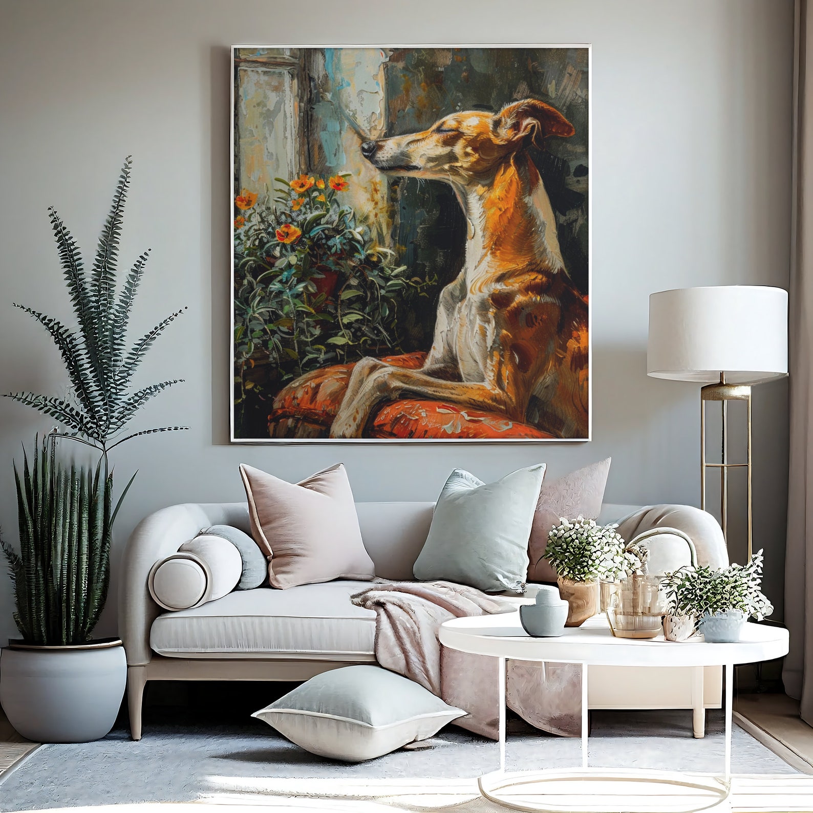 Whippet Basking in the Sun - Chagall Style Digital Dog Art - Whippet ...