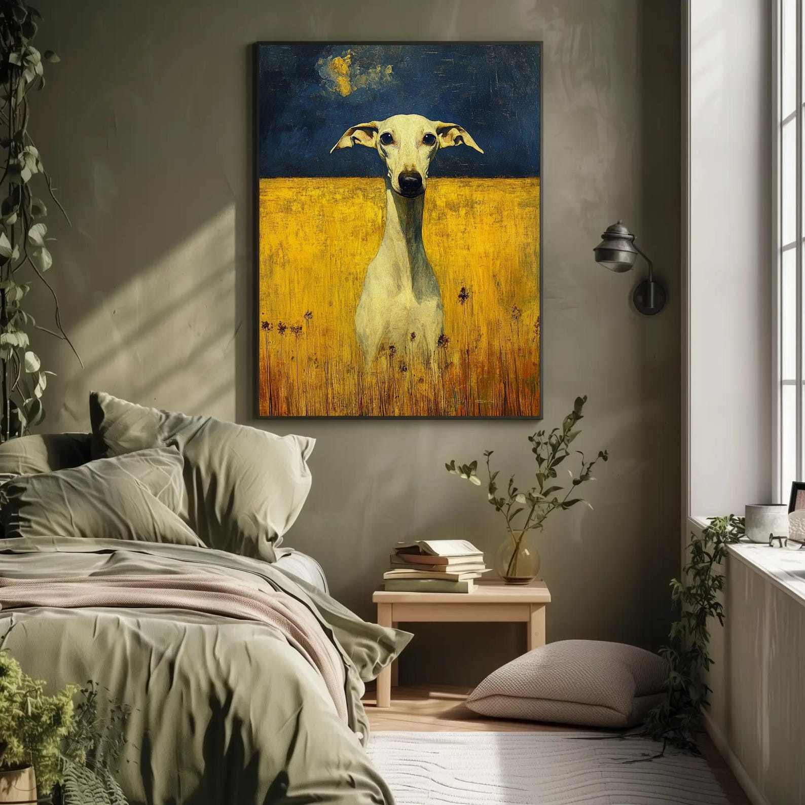 Sweet Whippet Dog Digital Art - Abstract Golden Whippet Wall Art ...