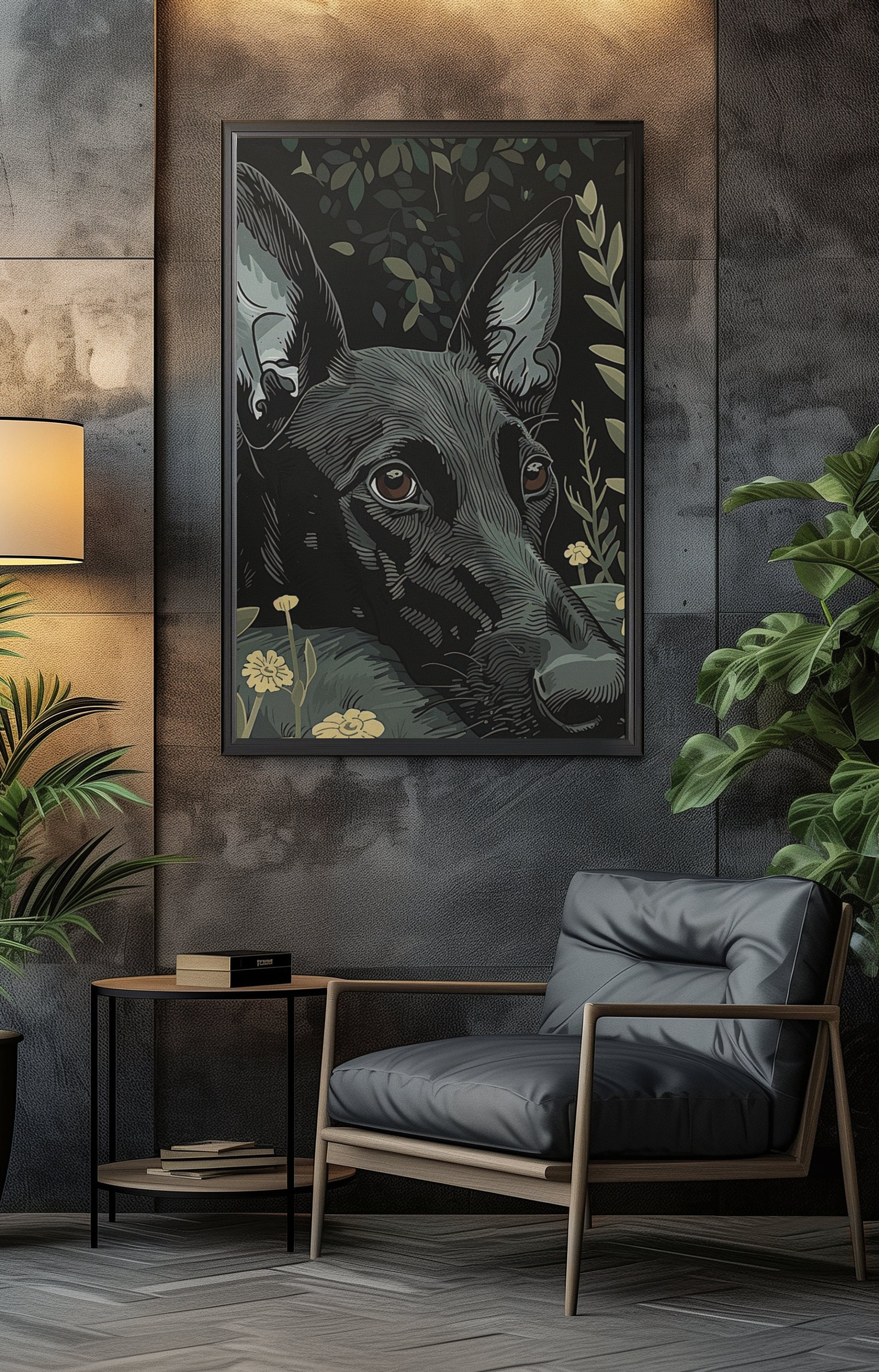 Dark Hound Digital Art Print Elegant Hound Dog Digital Download ...