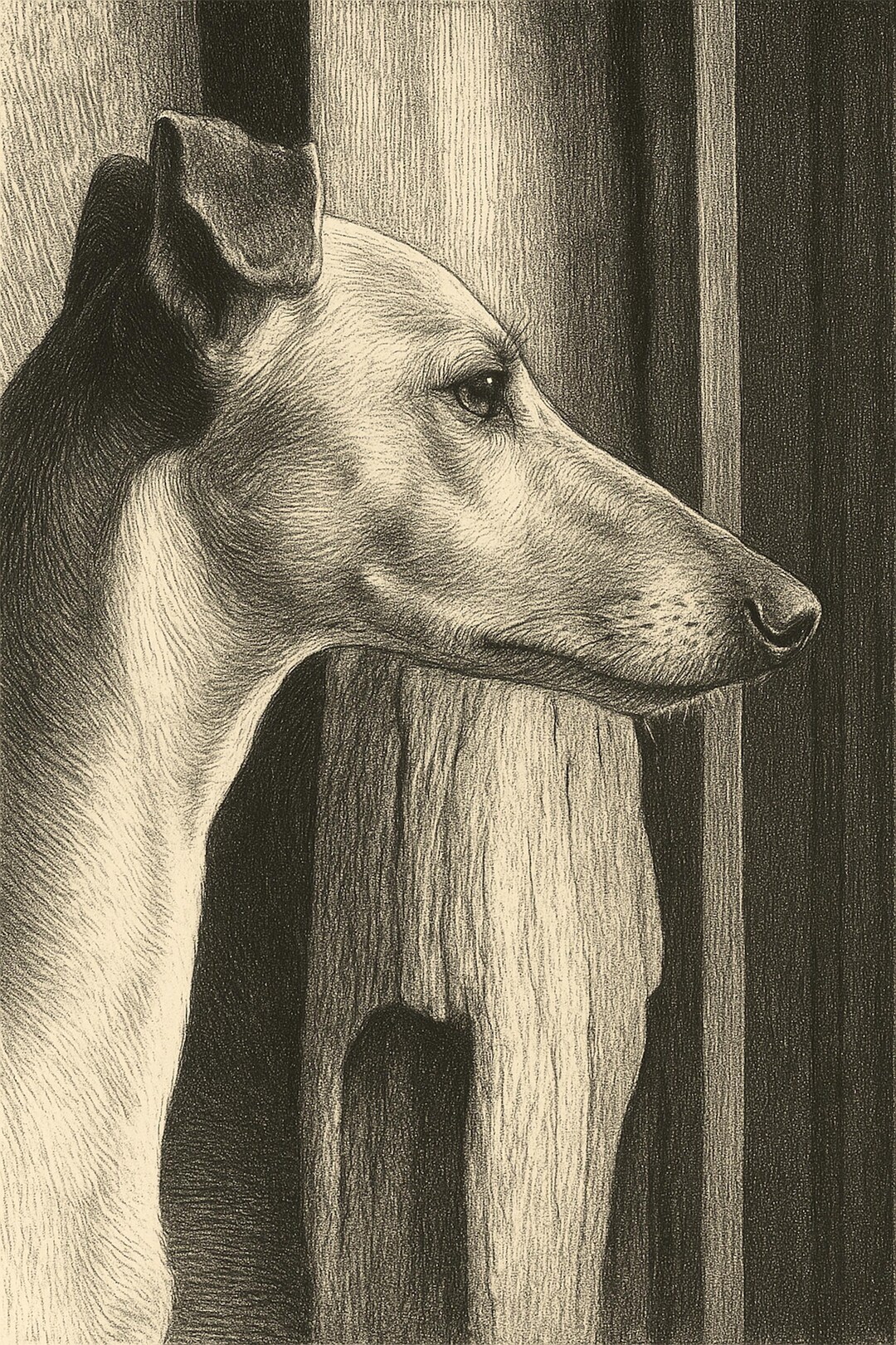 Realistic Greyhound Dog Drawing Print Wall Art, Detailed Greyhound ...