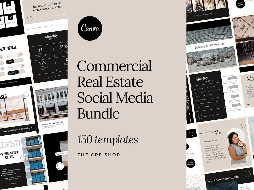 Commercial Real Estate Social Media Templates: 150 Canva Posts - Etsy