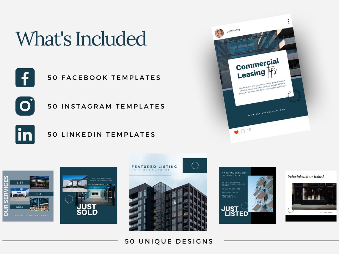 Commercial Real Estate Social Media Templates: 150 Canva Posts - Etsy