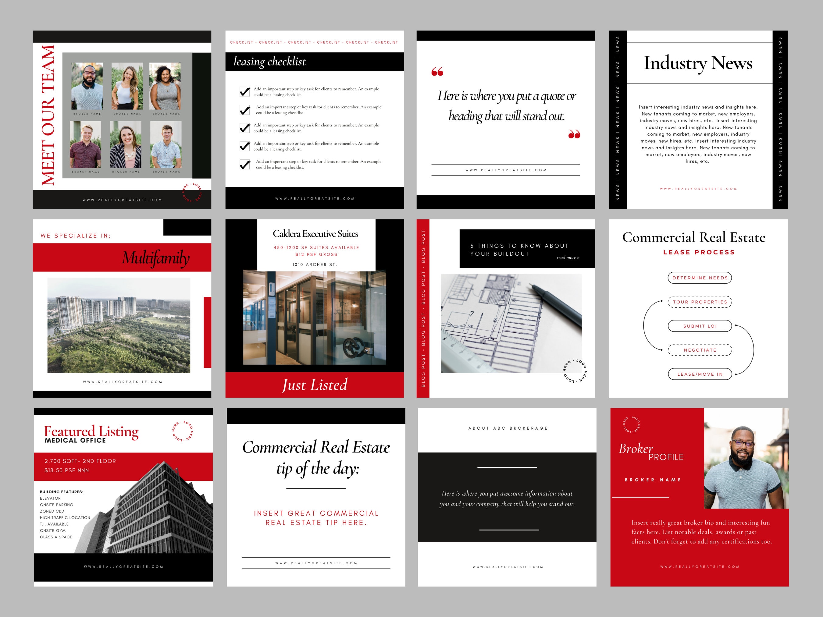 Commercial Real Estate Social Media Templates: 150 Canva Posts (digital ...