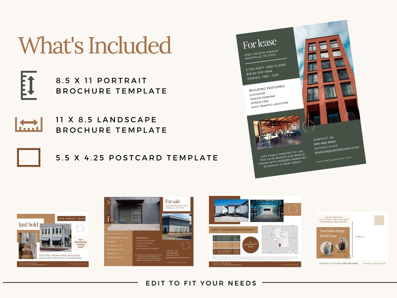 Commercial Real Estate Brochure and Flyer Templates Real Estate Mailers ...