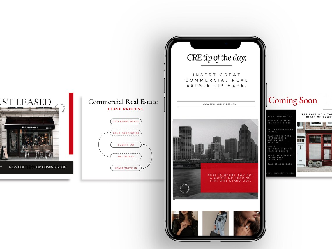Commercial Real Estate Social Media Templates: 150 Canva Posts (digital ...