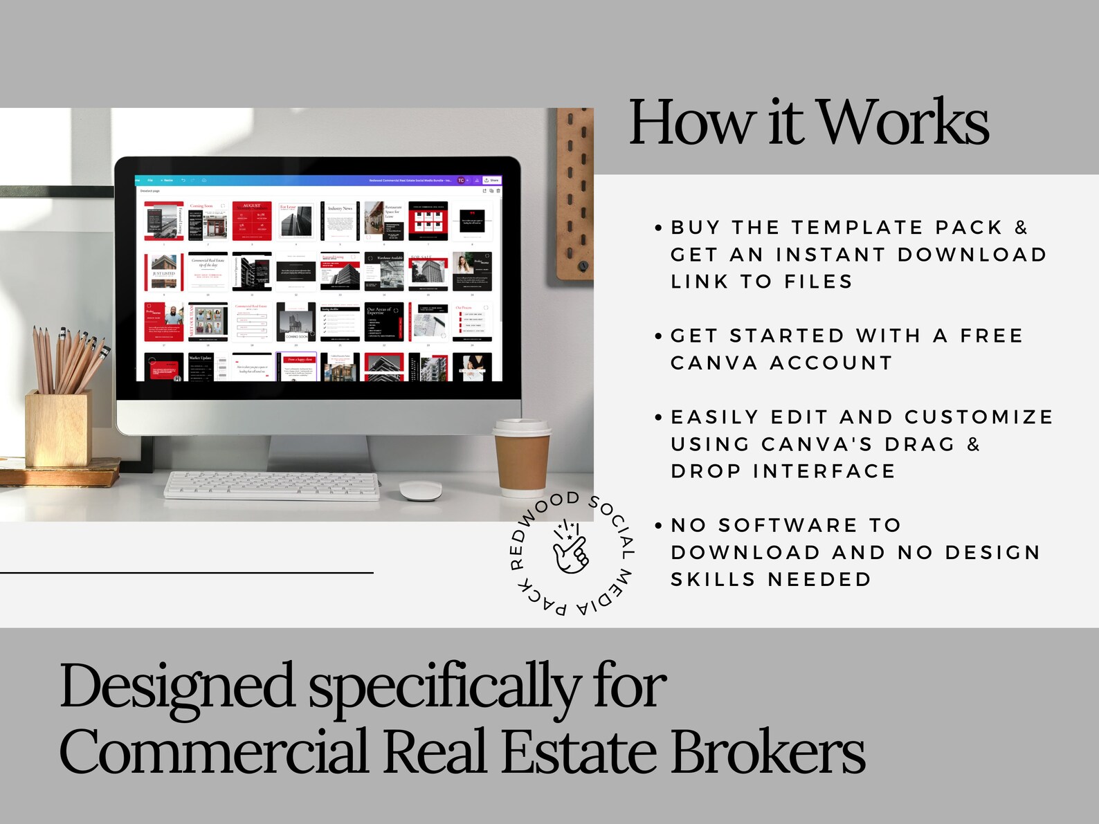 Commercial Real Estate Social Media Templates: 150 Canva Posts (digital ...