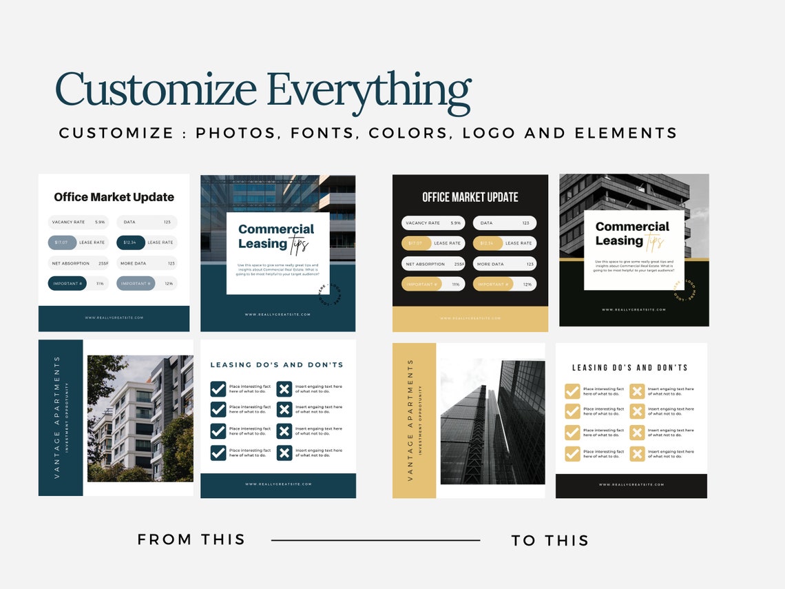 Commercial Real Estate Social Media Templates: 150 Canva Posts - Etsy