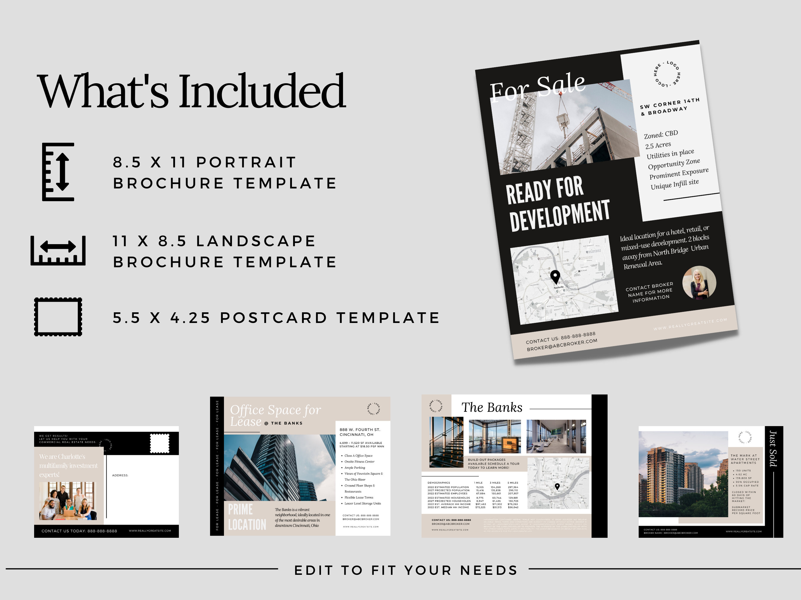 Commercial Real Estate Brochure Template | Real Estate Mailers | Real ...