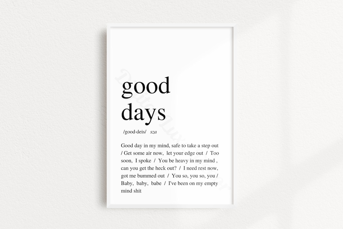 Sza Poster // Good Days Lyrics // Music Wall Art // Instant | Etsy